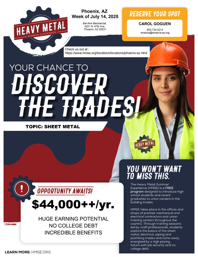 SMACNA AZ » Heavy Metal Summer Experience (HMSE) – Week of July 14, 2025 in Phoenix